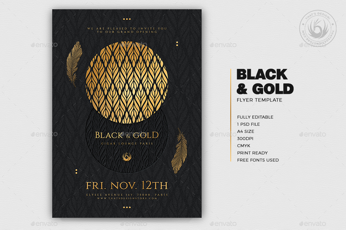 Black and Gold Flyer Template V13, Print Templates | GraphicRiver