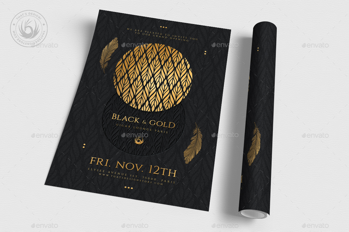 Black and Gold Flyer Template V13, Print Templates | GraphicRiver