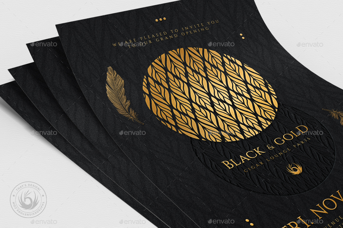 Black and Gold Flyer Template V13, Print Templates | GraphicRiver