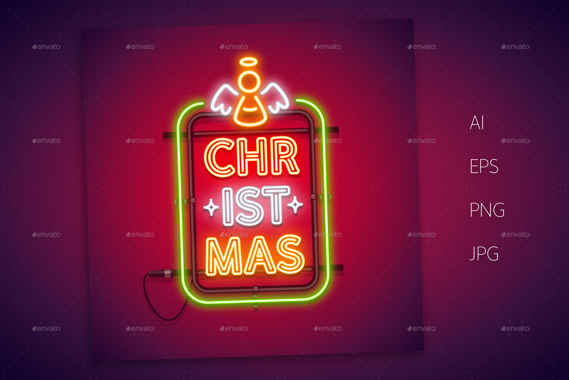 Christmas Neon Signs Set, Vectors | GraphicRiver