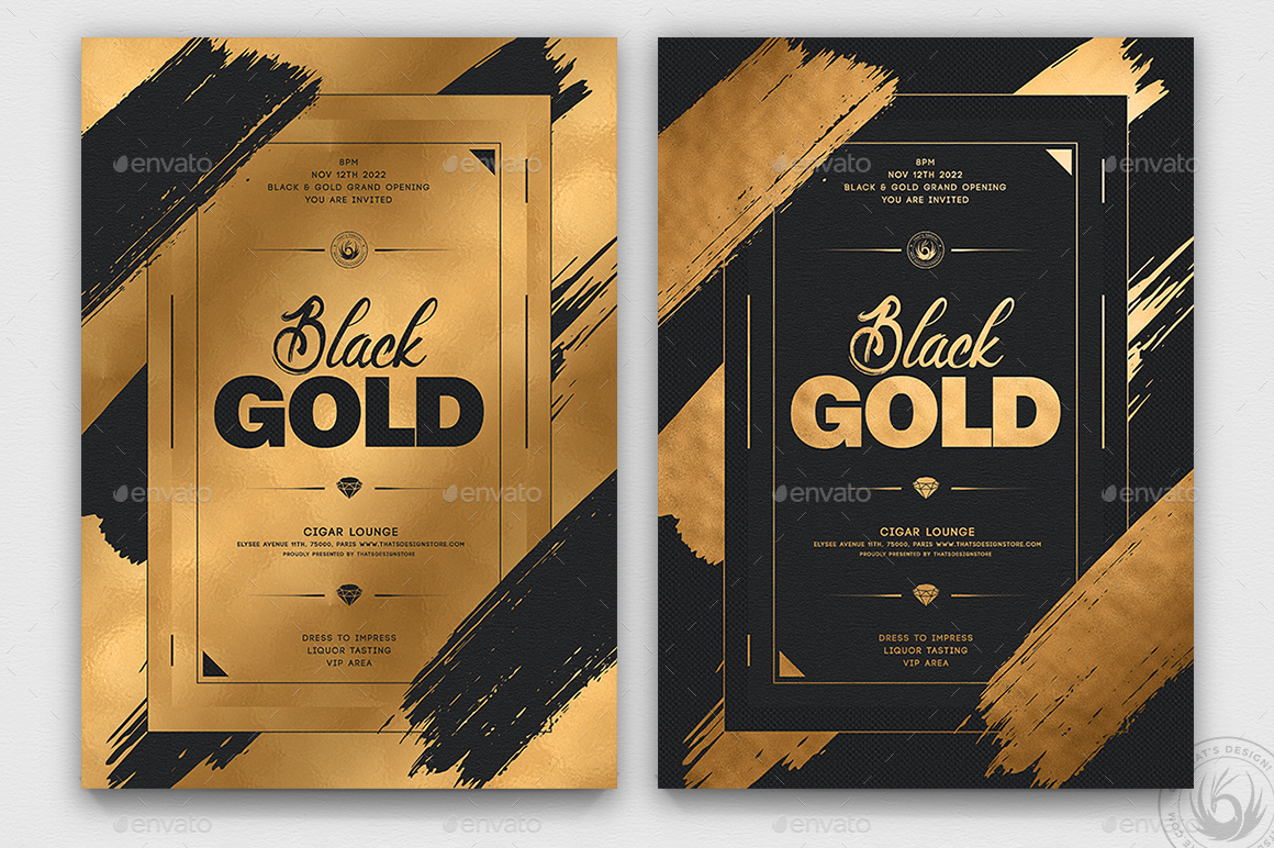 Black and Gold Flyer Template V15, Print Templates | GraphicRiver
