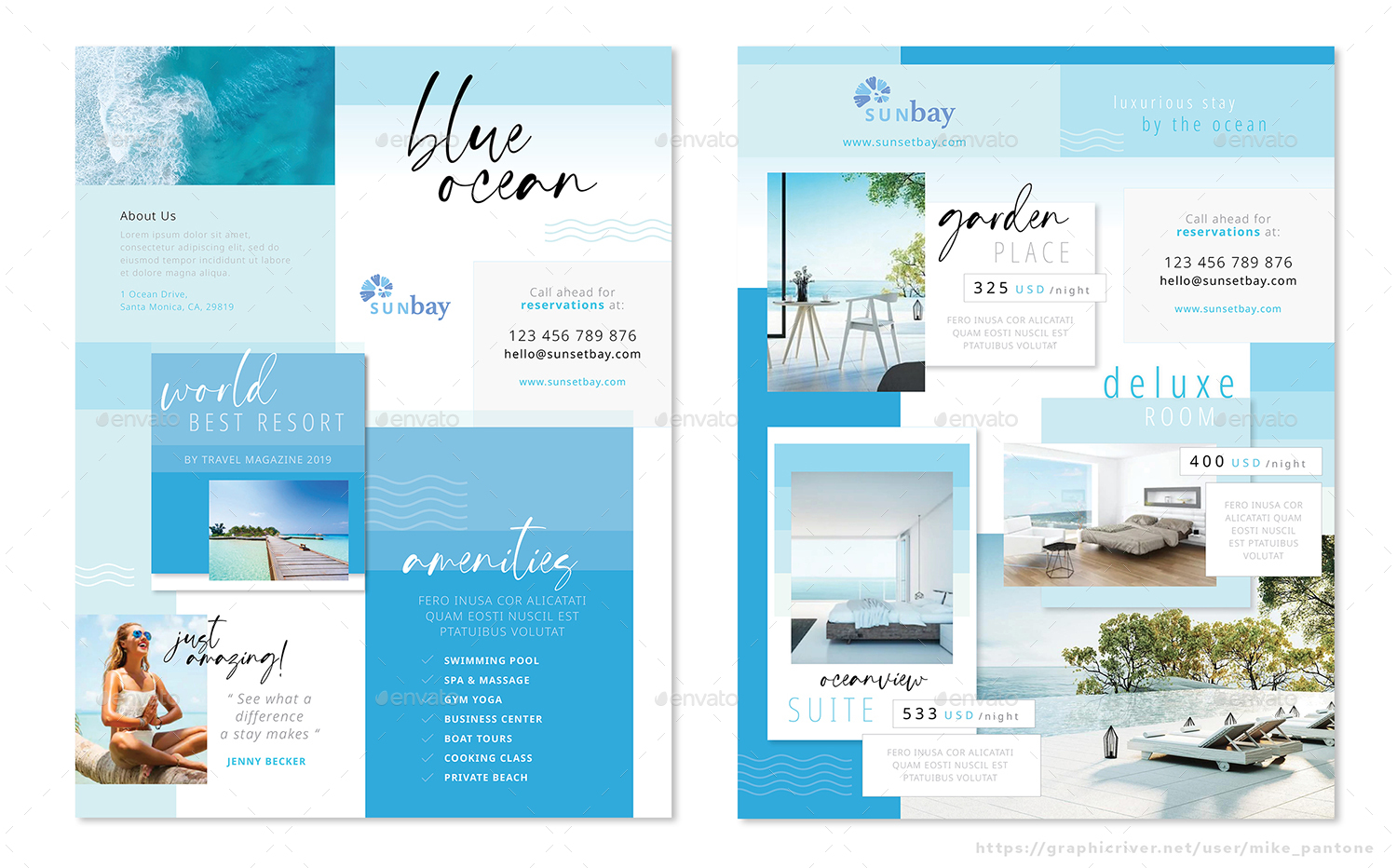 Beach Resort Flyers – 4 Options, Print Templates | GraphicRiver