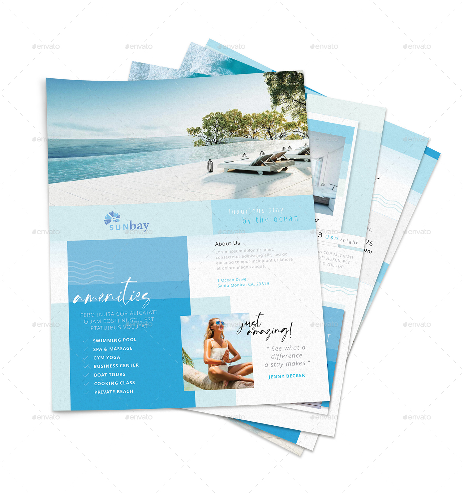 Beach Resort Flyers – 4 Options, Print Templates | GraphicRiver