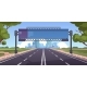 Cartoon Highway Empty Road with City Skyline, Vectors | GraphicRiver