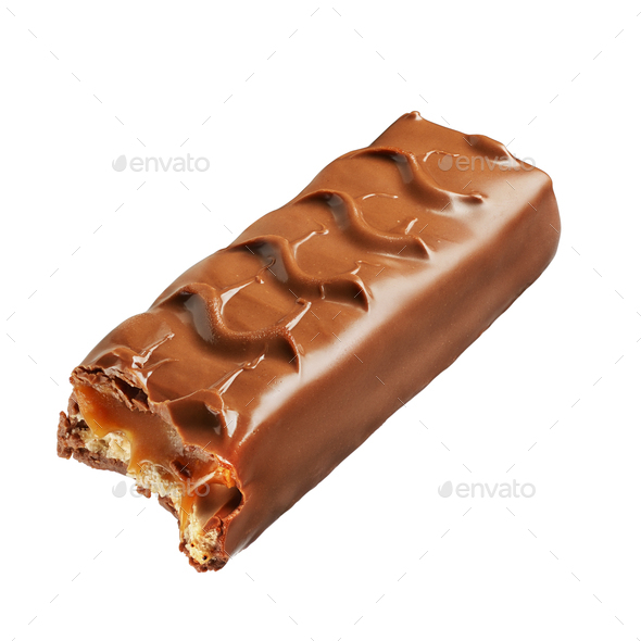 Bitten chocolate candy bar isolated on white Stock Photo by Ha4ipuri
