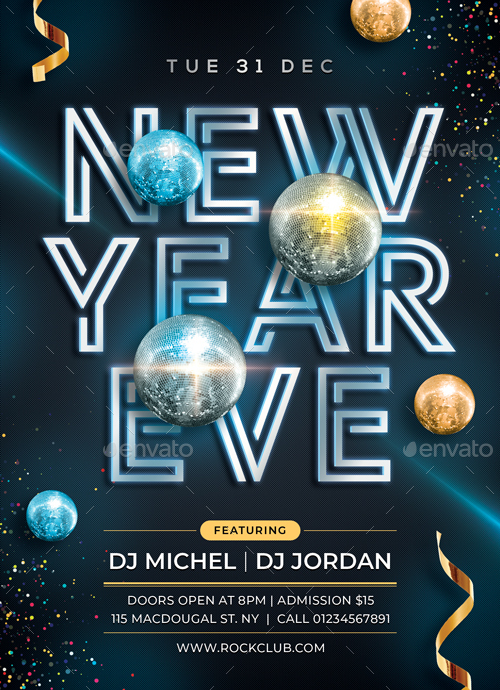 New Year Flyer, Print Templates | GraphicRiver