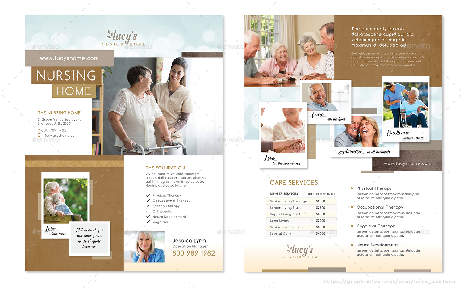 Nursing Home Flyers 3 – 4 Options, Print Templates | GraphicRiver