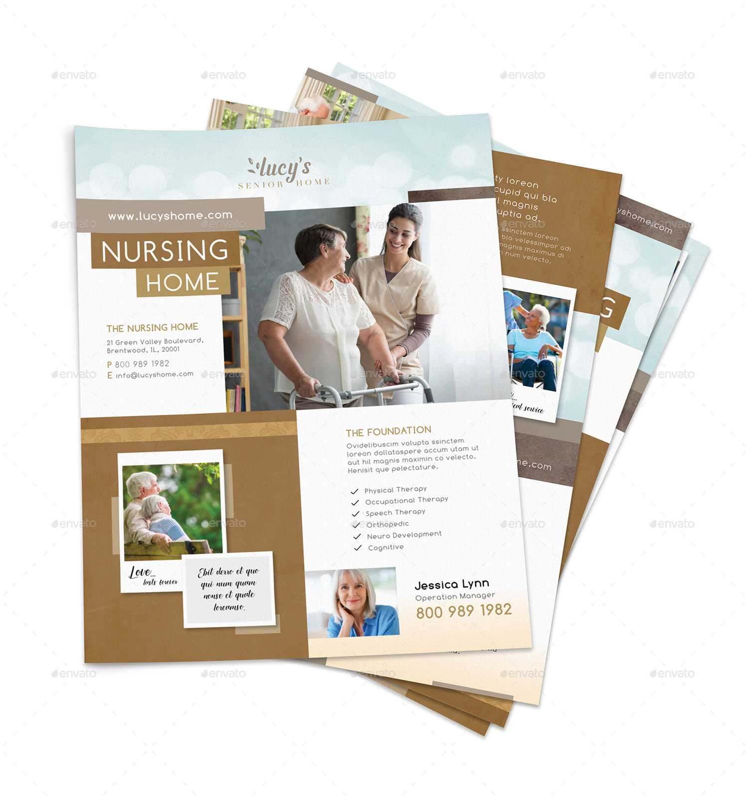 Nursing Home Flyers 3 – 4 Options, Print Templates | GraphicRiver