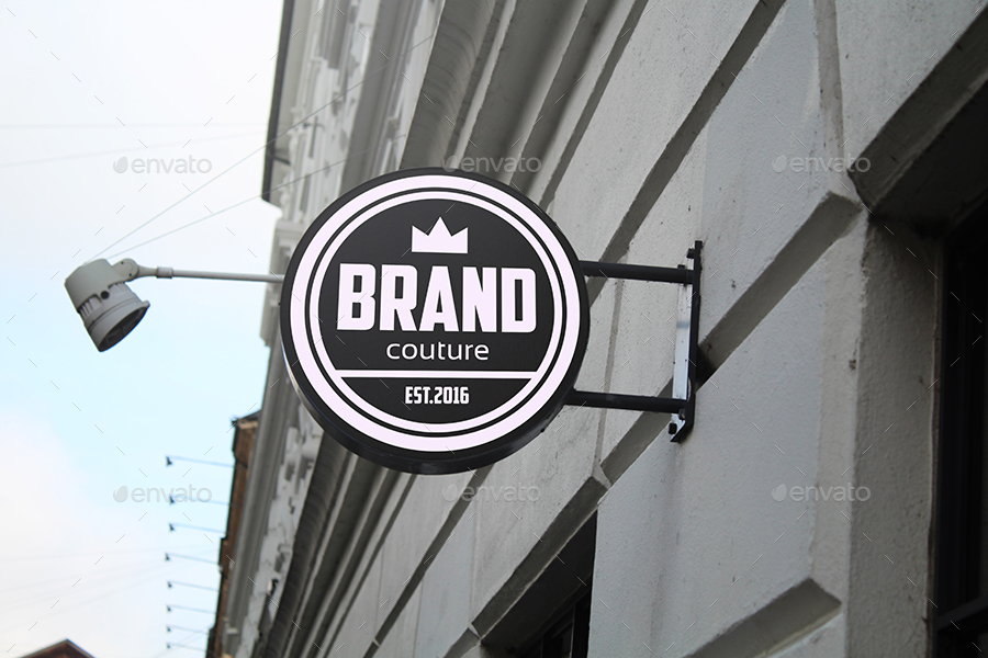 Circle and Square Outdoor Advertising Sign Signage Logo Mock-Ups, Graphics