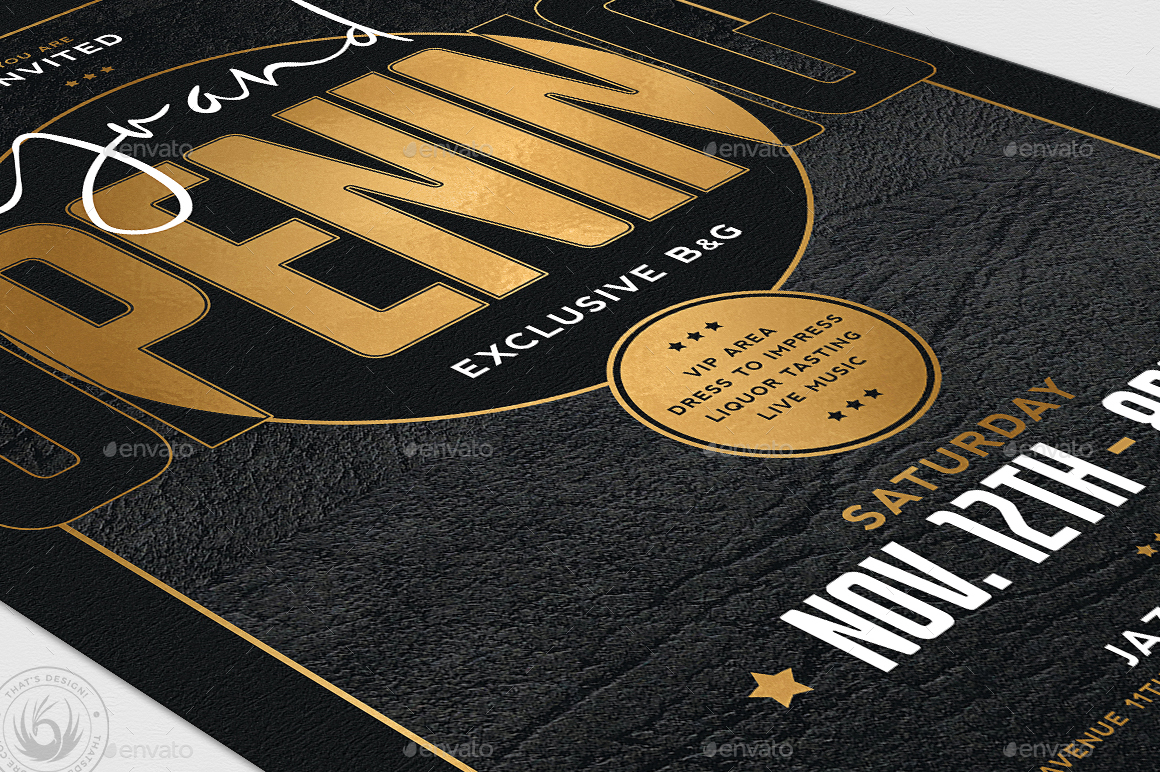 Black and Gold Flyer Template V16, Print Templates | GraphicRiver