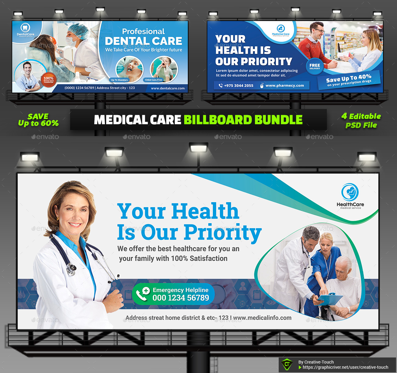 Medical/Dental Care Billboard Bundle, Print Templates | GraphicRiver