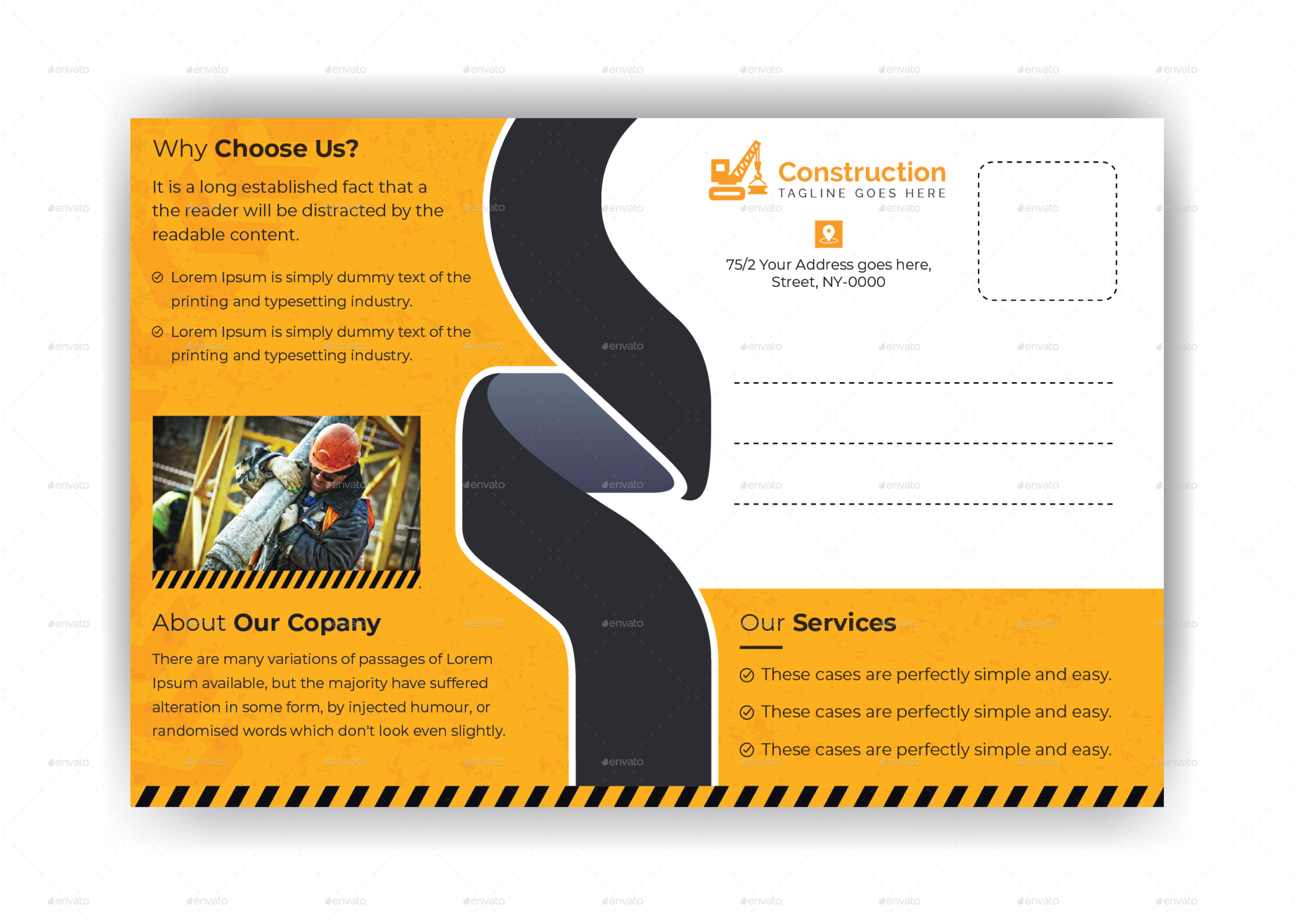 Construction Postcard Template, Print Templates | GraphicRiver