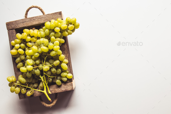Wooden box with red grapes isolated on white background Stock Photo by ...
