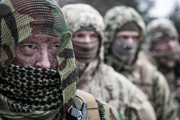 Army elite forces tactical soldiers group portrait Stock Photo by ...
