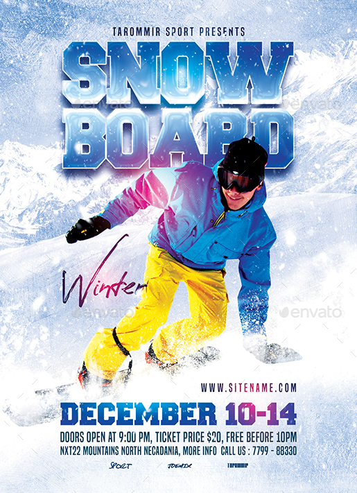 Snowboard Winter Flyer, Print Templates | GraphicRiver