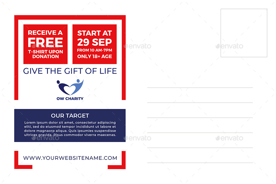 Blood Donation Postcard Template, Print Templates | GraphicRiver