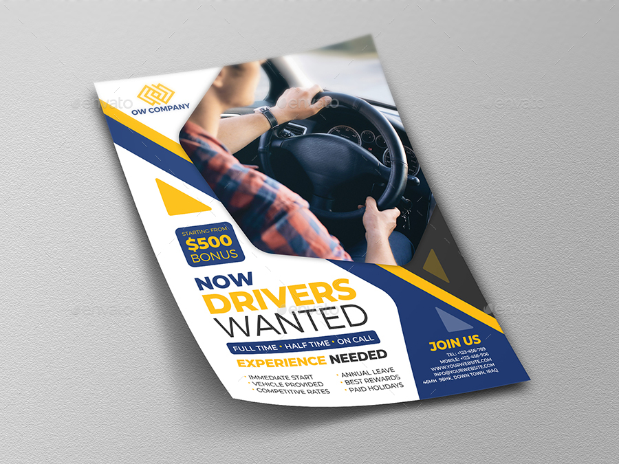 Drivers Wanted Flyer Template, Print Templates | GraphicRiver
