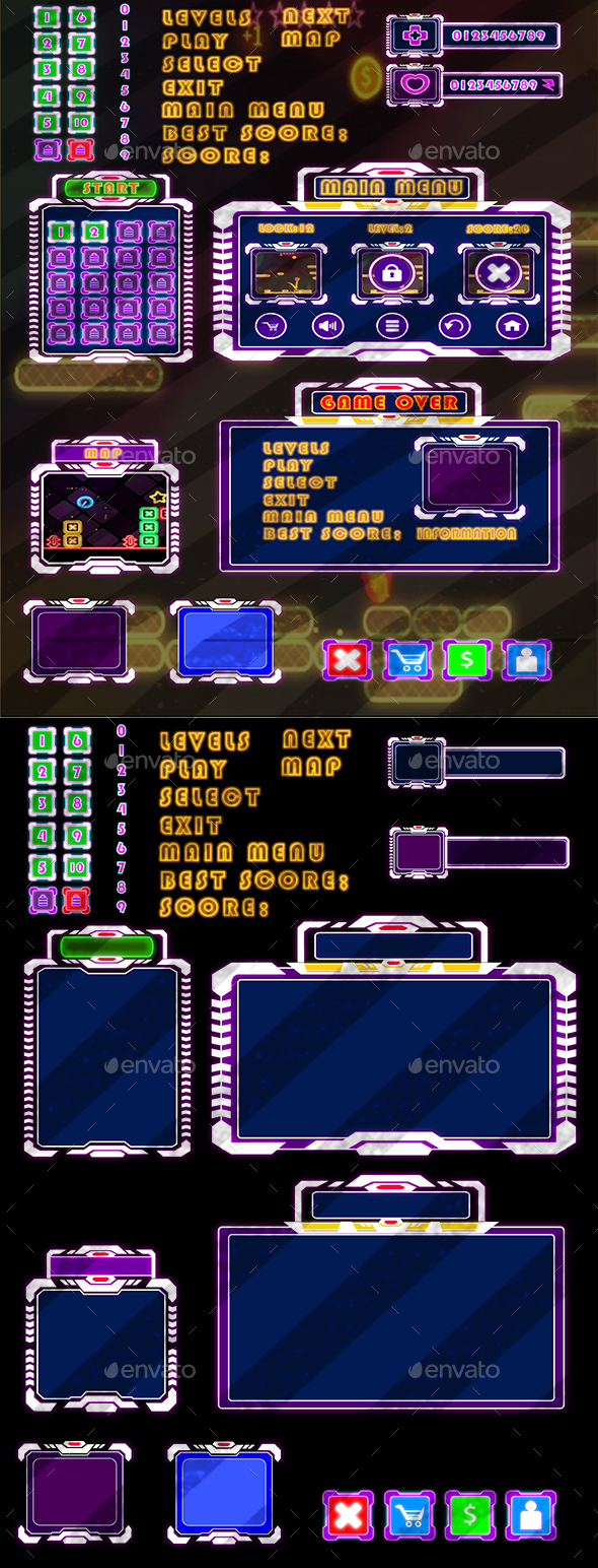 Game Asset : Space Neon UI, Game Assets | GraphicRiver