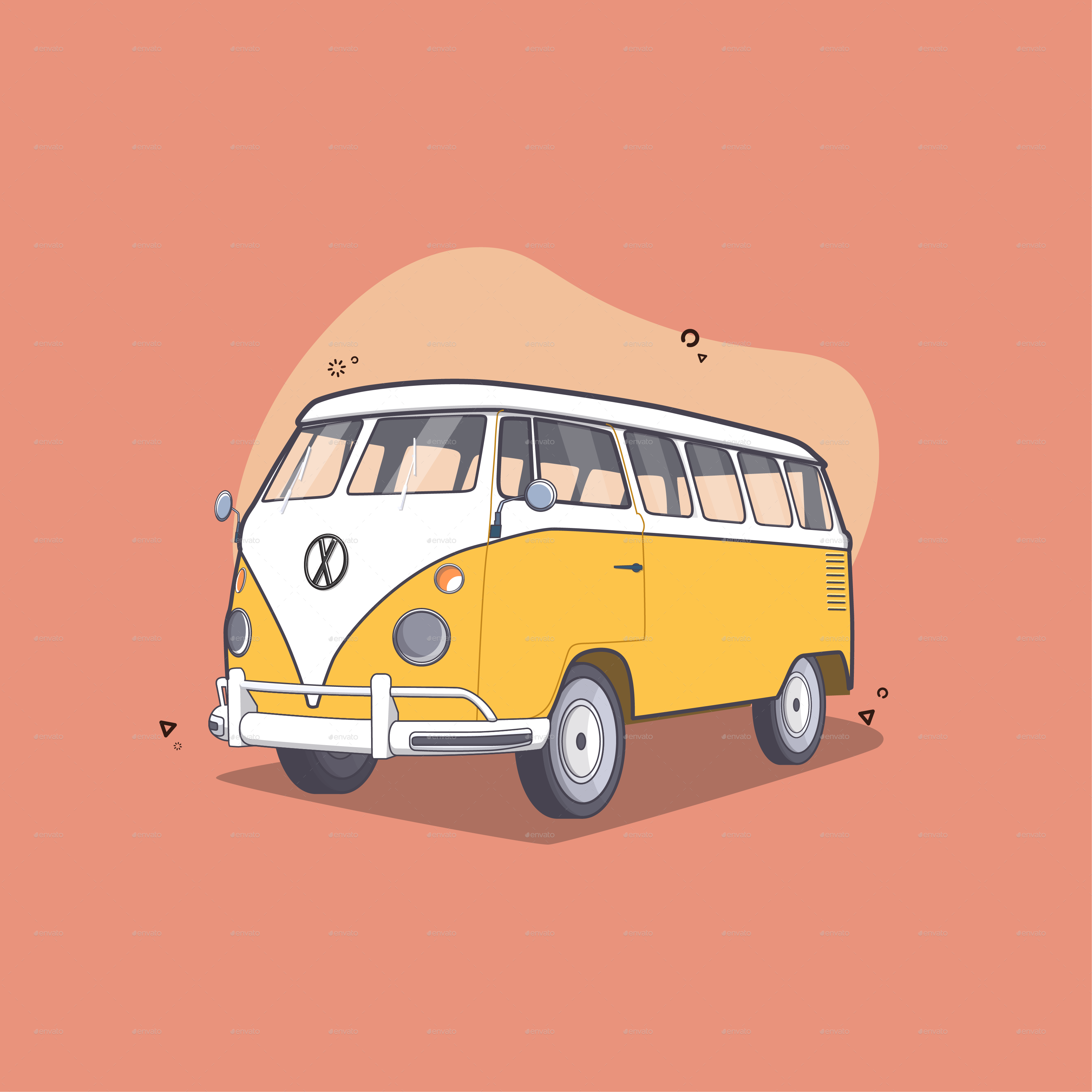 Classic Car Vector Illustration, Vectors | GraphicRiver