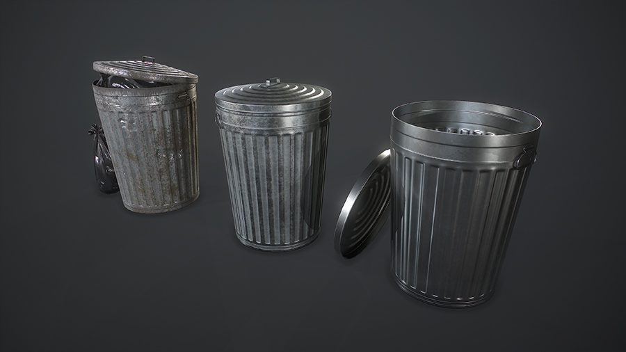 Metal Trash Can with Garbage Bags by MSWoodvine | 3DOcean