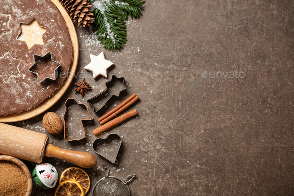 Christmas cookies baking table, top view Stock Photo by ff-photo ...