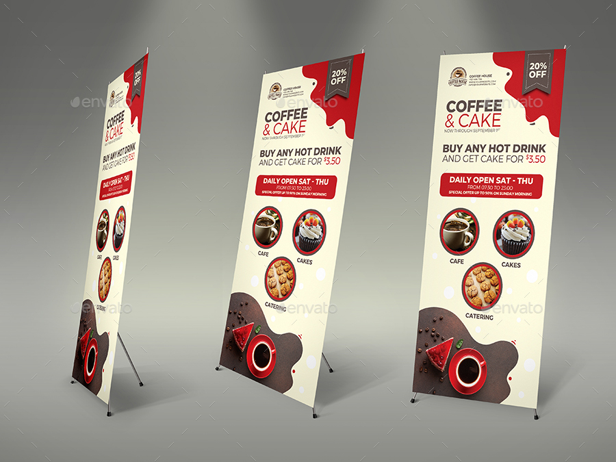 Coffee and Cake Signage Banner Roll Up Template, Print Templates ...