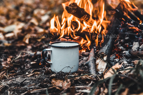 Making coffee at the stake. Make coffee or tea on the fire of nature ...