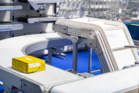 Industrial Manufacturing Conveyor Belt Roller Track System Stock Photo ...