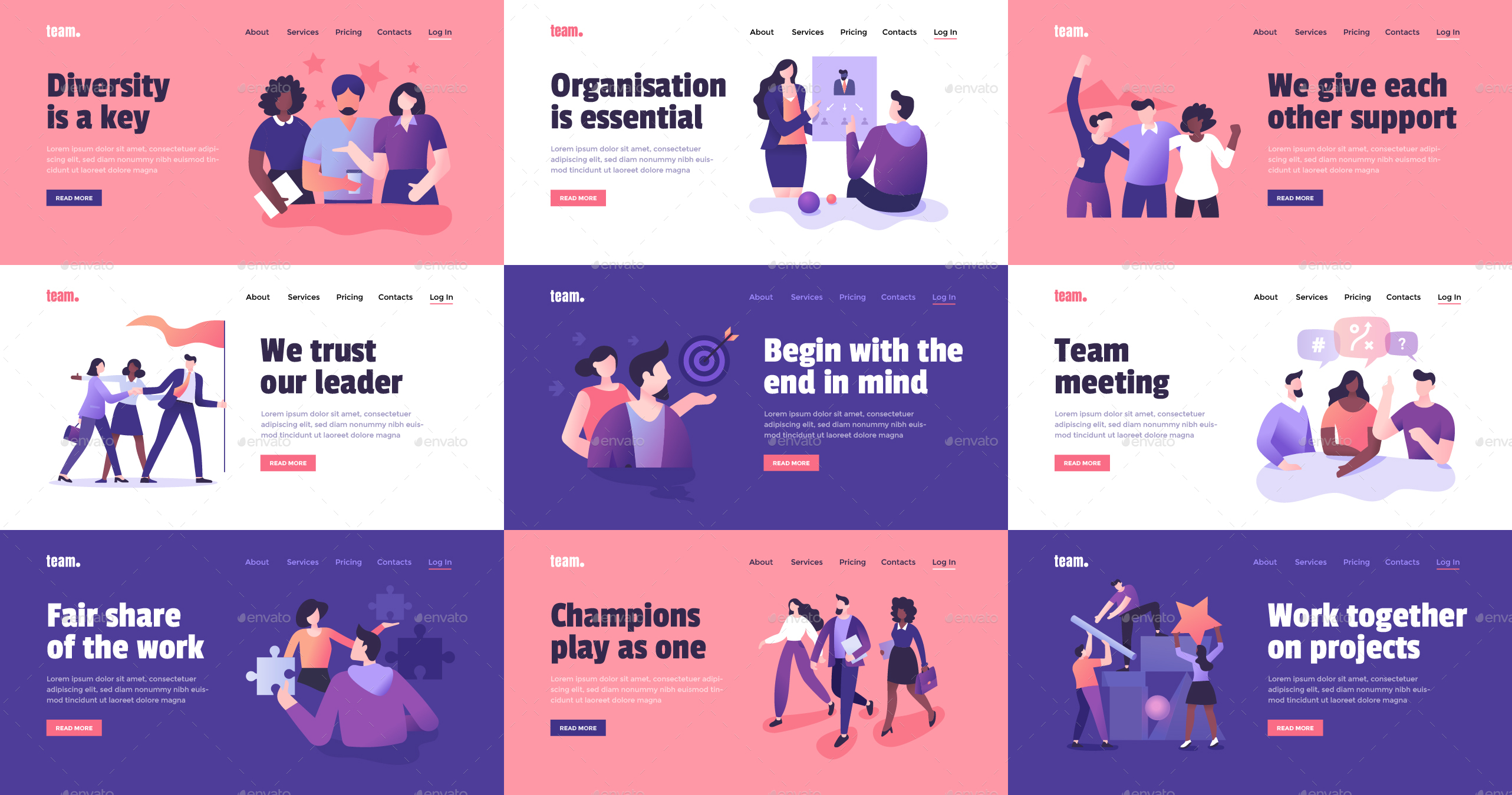 Teamwork Spot Illustrations Set, Graphics | GraphicRiver