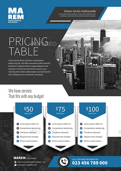 Pricing Table Flyer, Print Templates | GraphicRiver