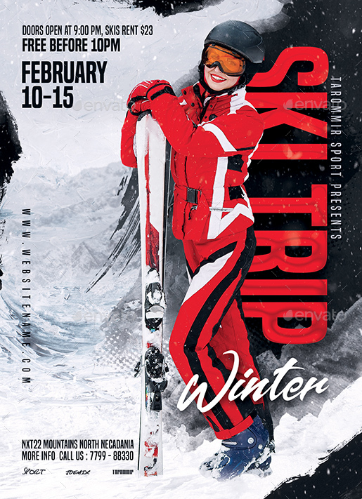 Winter Ski Trip Flyer, Print Templates | GraphicRiver