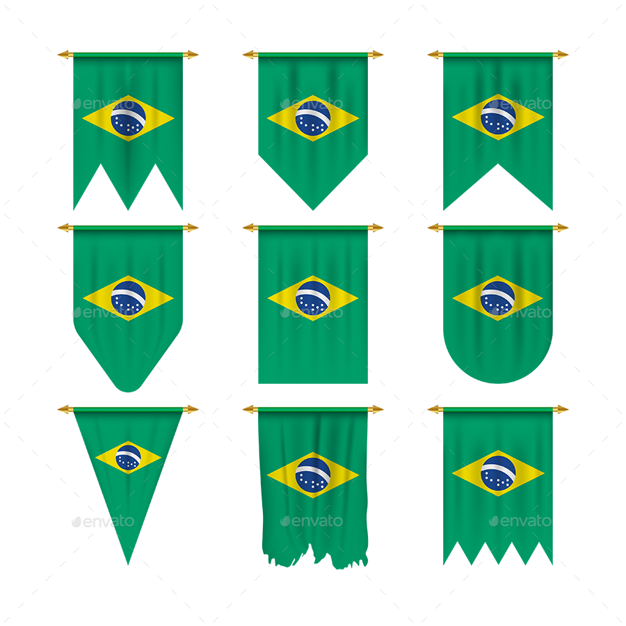 Brazil Flag in Various Shapes by medelwardi | GraphicRiver