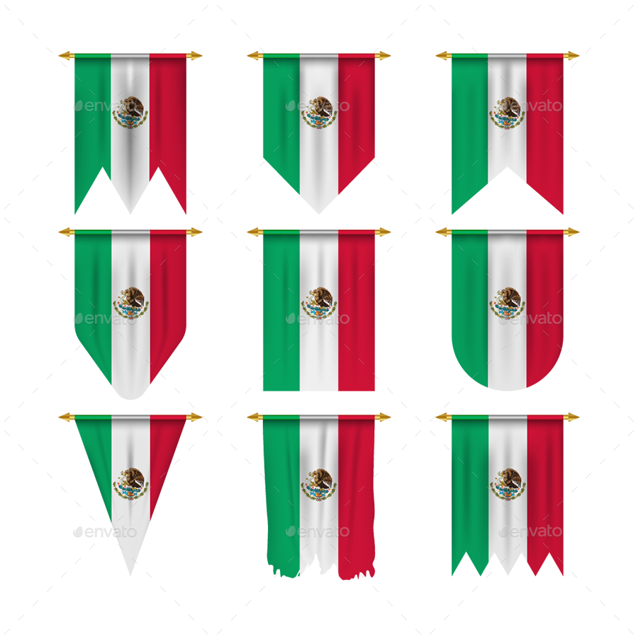 Mexico Flag in Various Shapes, Vectors | GraphicRiver