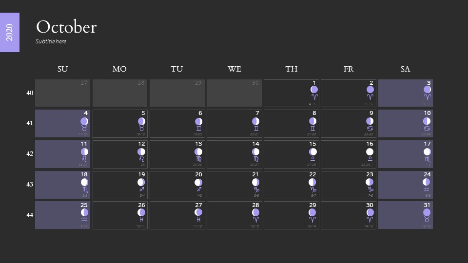 Moon Calendar 2020 PowerPoint Presentation Template by SanaNik ...