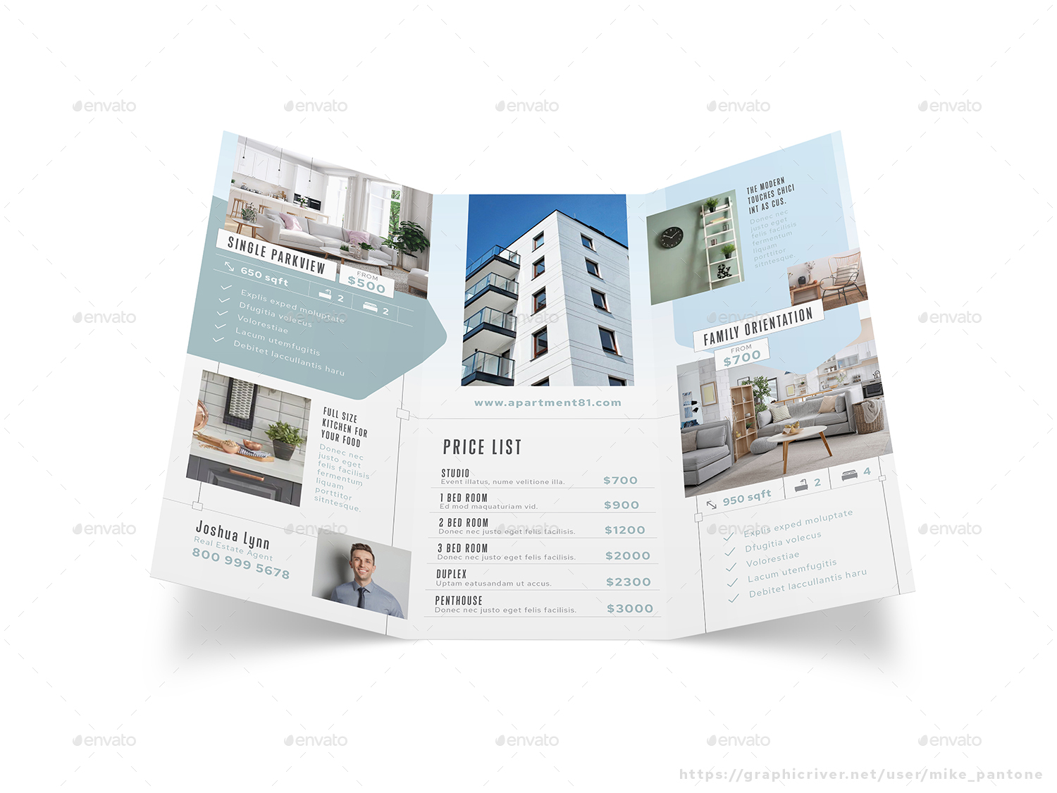 Apartment Rental Trifold Brochure, Print Templates | GraphicRiver