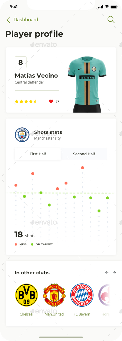 Liga – Soccer mobile app for Photoshop, Web Elements | GraphicRiver