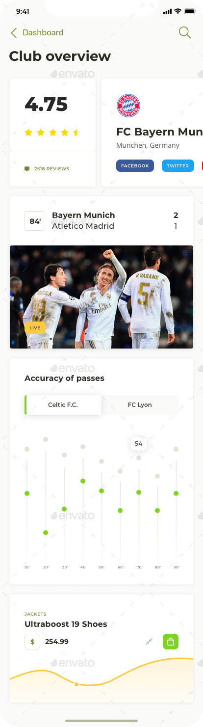 Liga – Soccer mobile app for Photoshop, Web Elements | GraphicRiver
