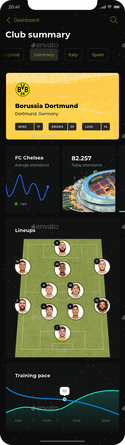 Liga – Soccer mobile app for Photoshop, Web Elements | GraphicRiver