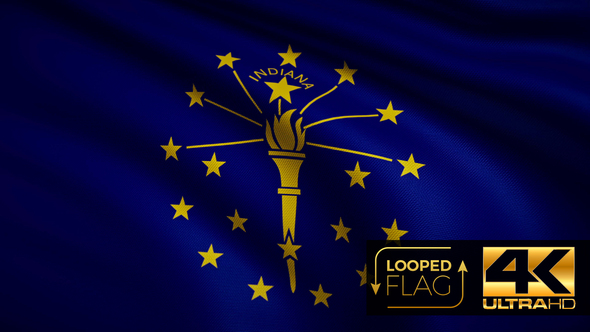 Flag 4K Indiana On Realistic Looping Animation With Highly Detailed ...