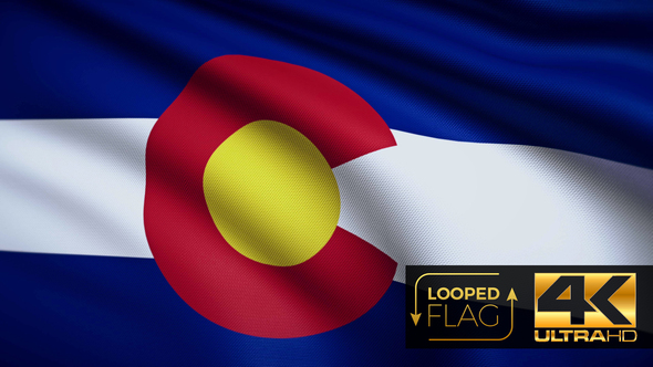 Flag 4K Colorado On Realistic Looping Animation With Highly Detailed ...