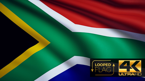 Flag 4K South Africa On Realistic Highly Detailed Fabric, Motion Graphics