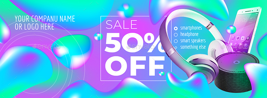 Facebook Cover and Banner Kit. Abstract Liquid Shapes Set., Web Elements