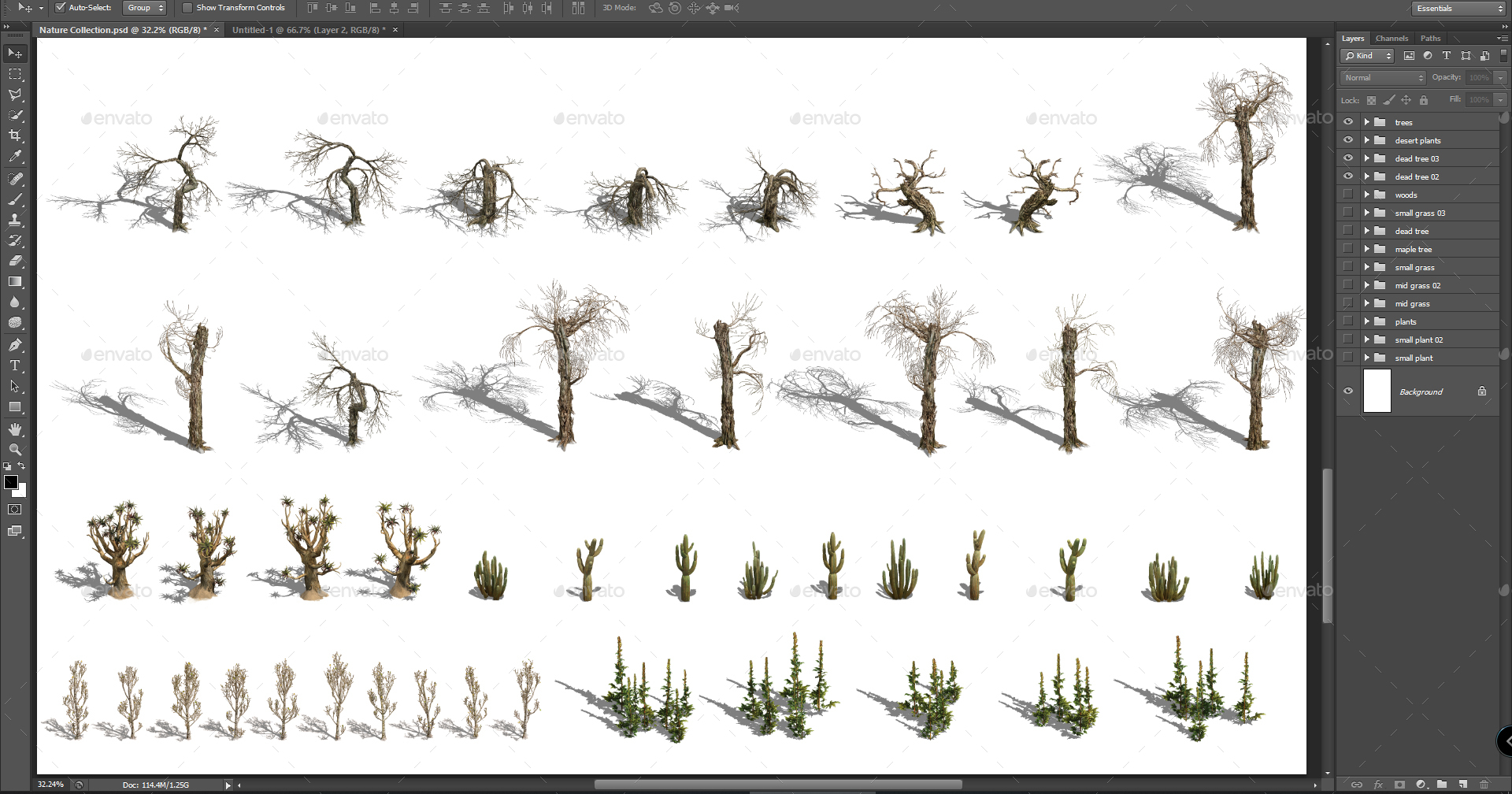 2.5D Tree Wood Flower Grass Plant Collection, Game Assets | GraphicRiver