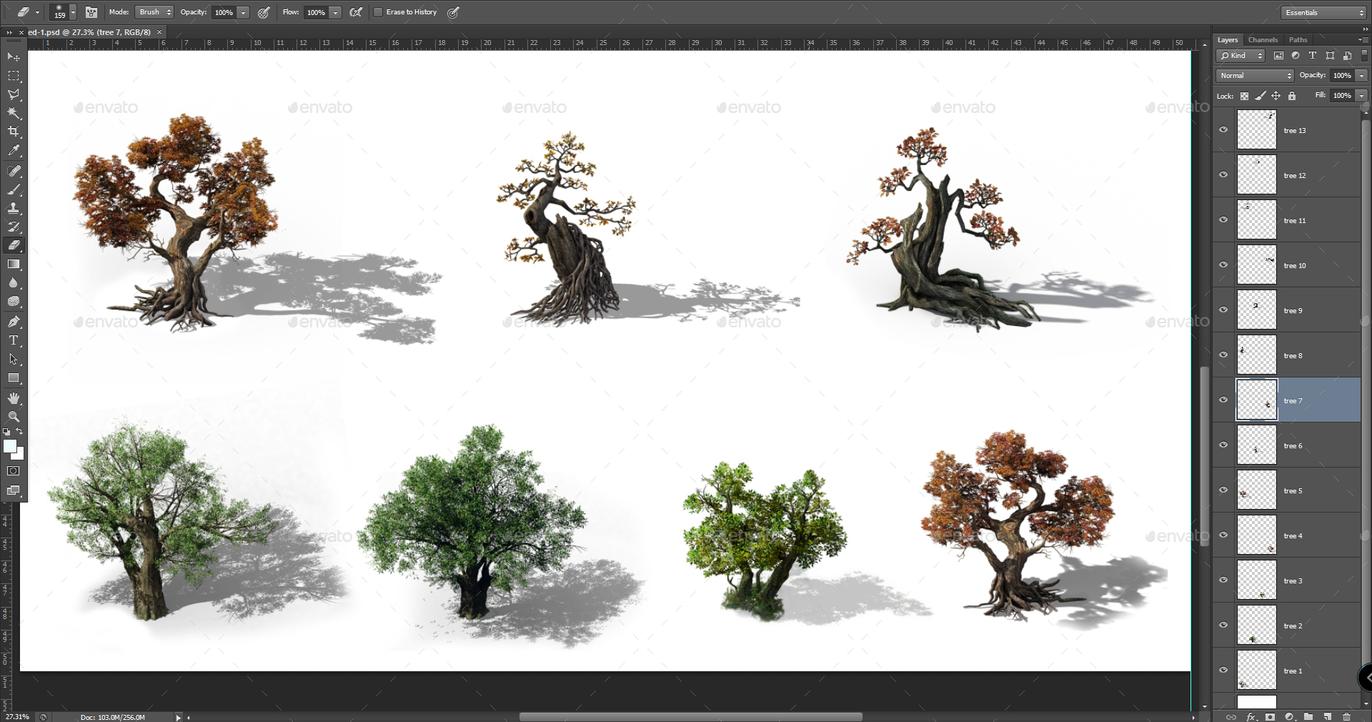 2.5D Oak Maple Trees Environment Construction Kit Game Assets, Game Assets