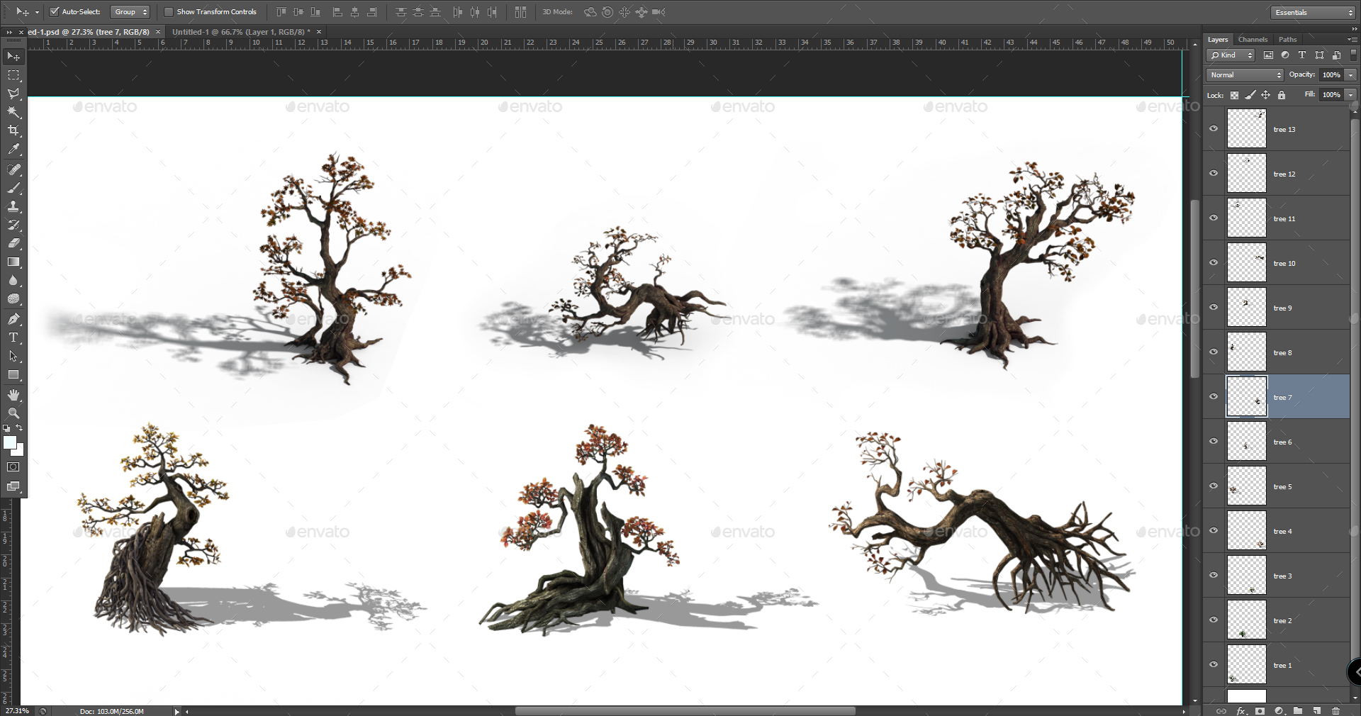 2.5D Oak Maple Trees Environment Construction Kit Game Assets, Game Assets