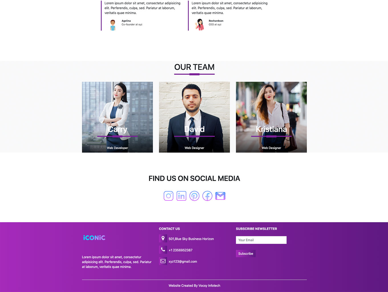 Iconic - One Page Html5 Css Bootstrap Responsive Template by VocsyInfotech