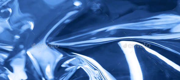 Holographic iridescent surface. Copy space. Bright classic blue ...