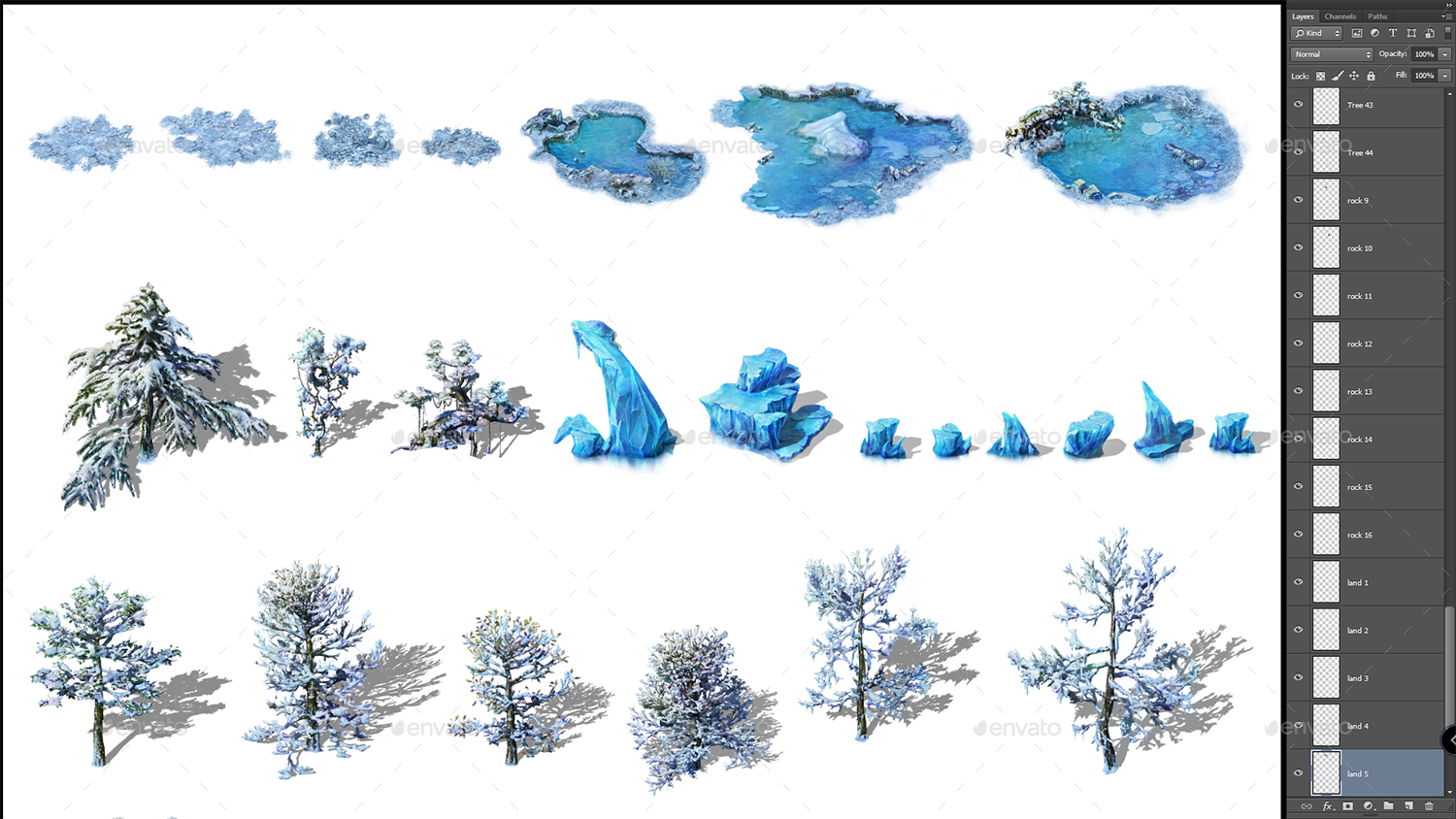 2.5D Snow Ice Environment Construction Kit Game Assets, Game Assets
