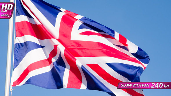 British Flag Waves The Wind, Stock Footage | VideoHive