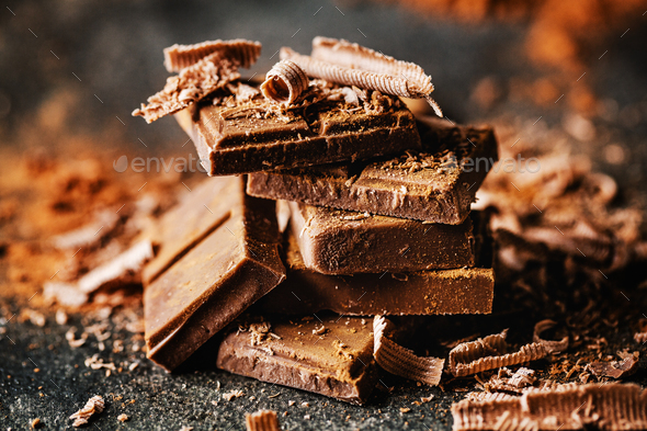 Dark chocolate on dark background Stock Photo by kuban-kuban | PhotoDune